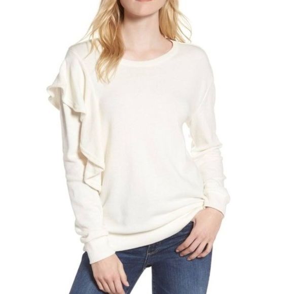 Splendid | Sweaters | Splendid Off Whitewestfourthasymmetrical Ruffle ...